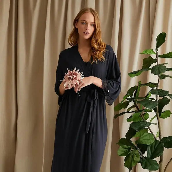 Timeless & Elegant Women's Black Robes for Every Day | Myza
