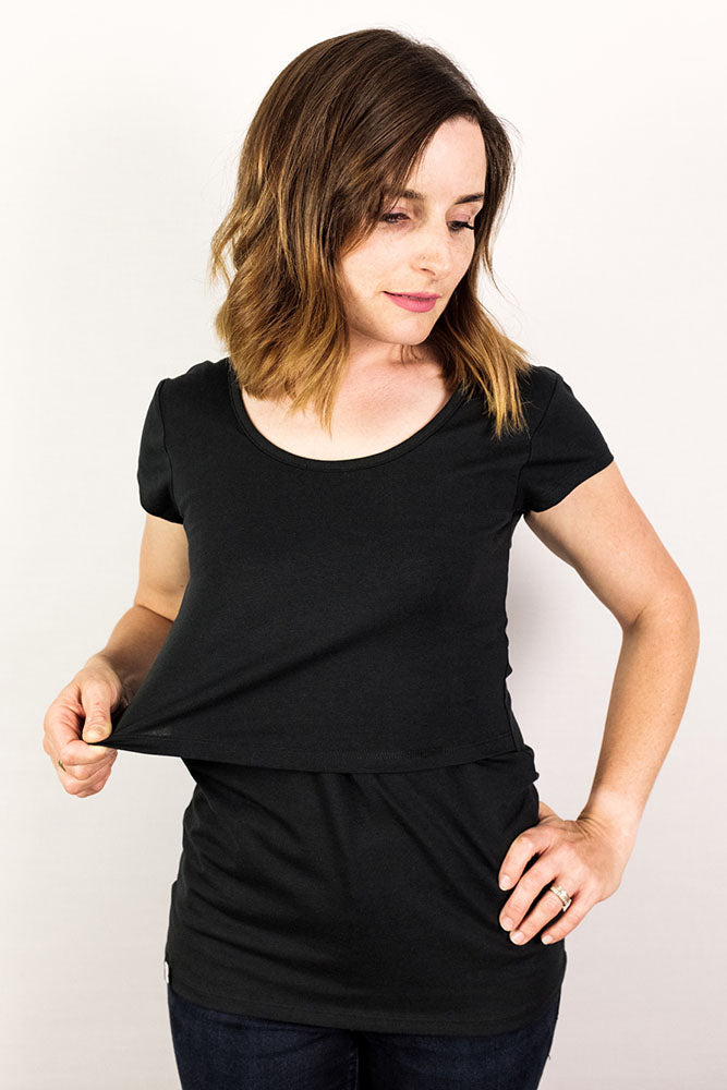 Nursing short sleeve t-shirt in Black – Myza