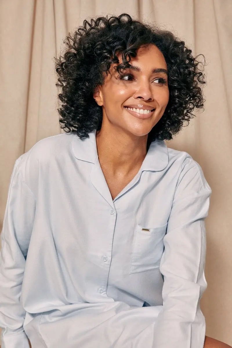Sky Blue Cotton Modal Relaxed Nightshirt – Myza