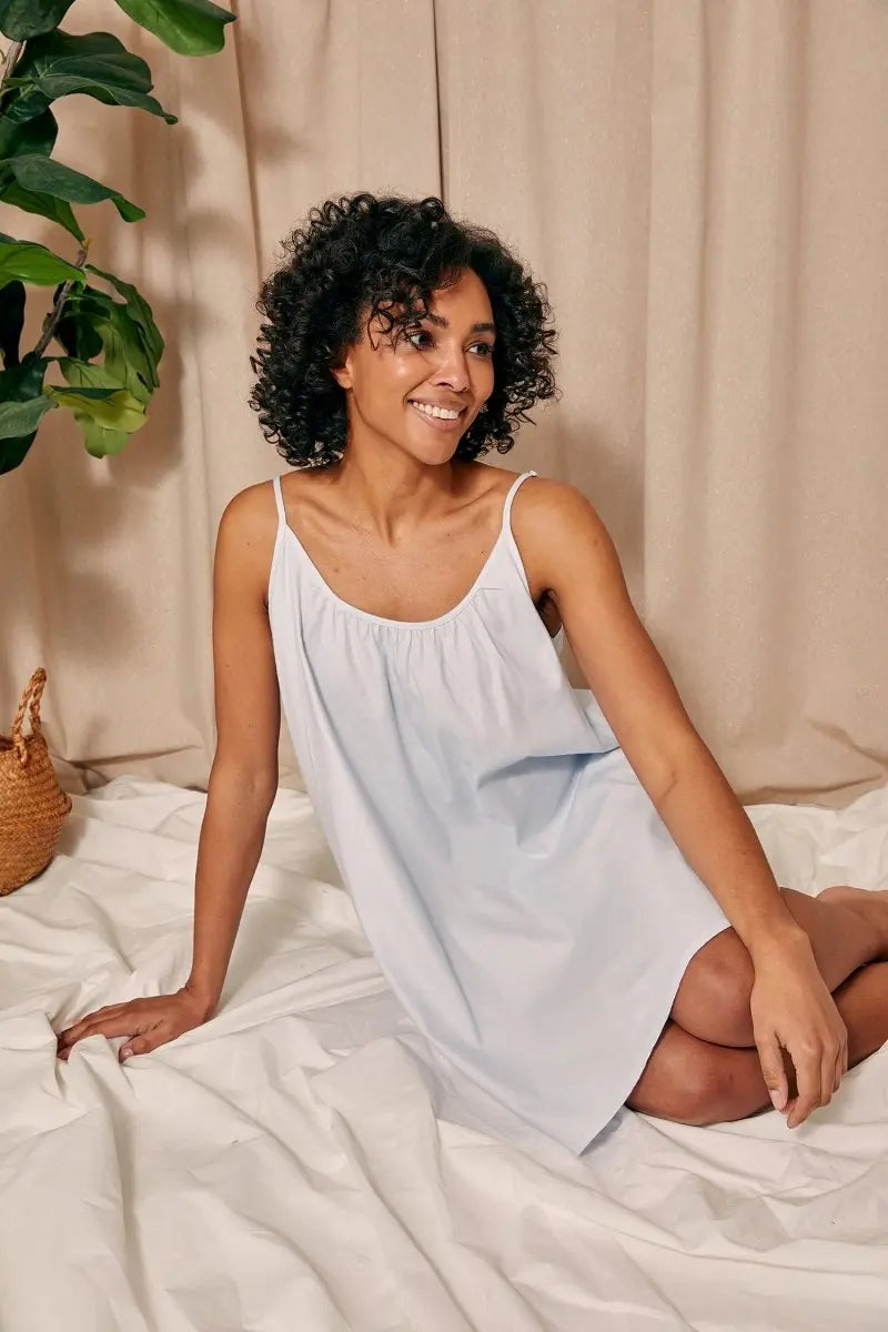 Cotton Modal Swing Chemise in Sky Blue – Myza