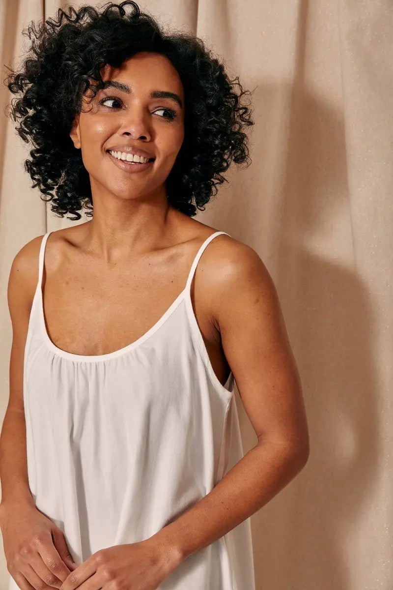 Cotton Modal Swing Chemise in White – Myza