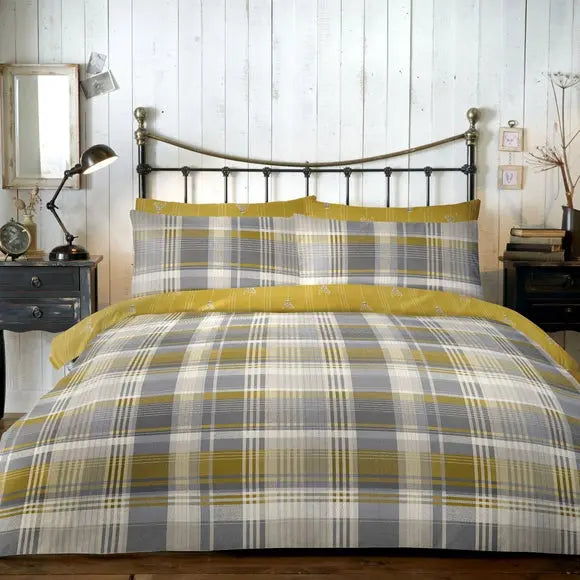 Dreams n Drapes Lodge Connolly Check Duvet Cover and Pillowcase Set – Myza