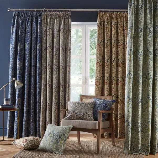 Prussian Blue Lucetta Pencil Pleat Curtains – Myza
