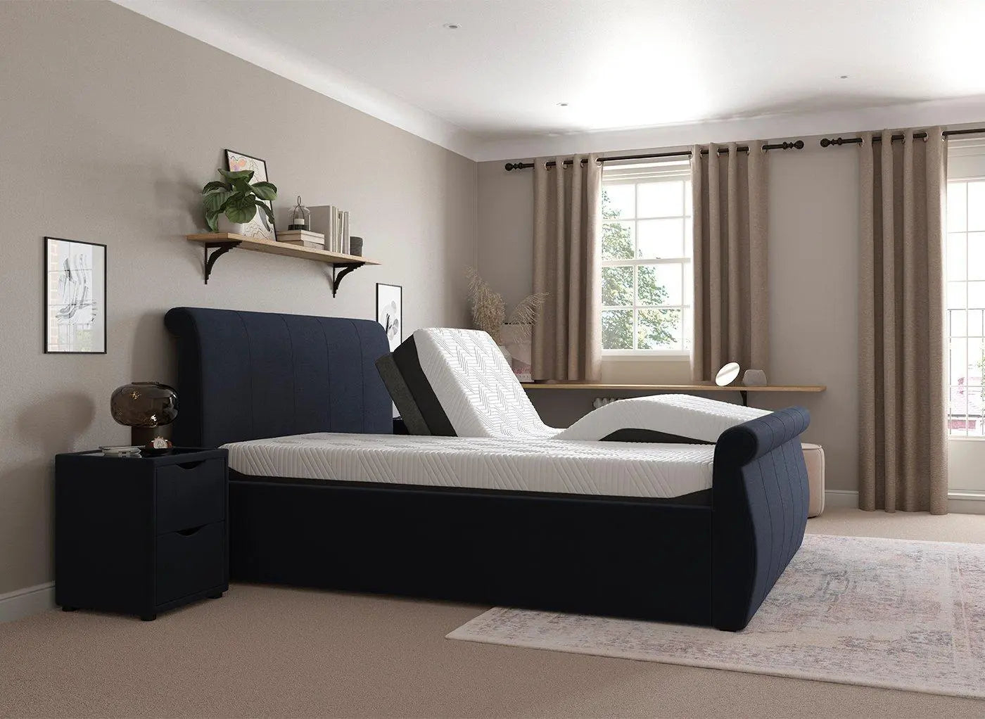 Lucia Sleepmotion 200 u&i Adjustable Upholstered Bed Frame - Blue – Myza