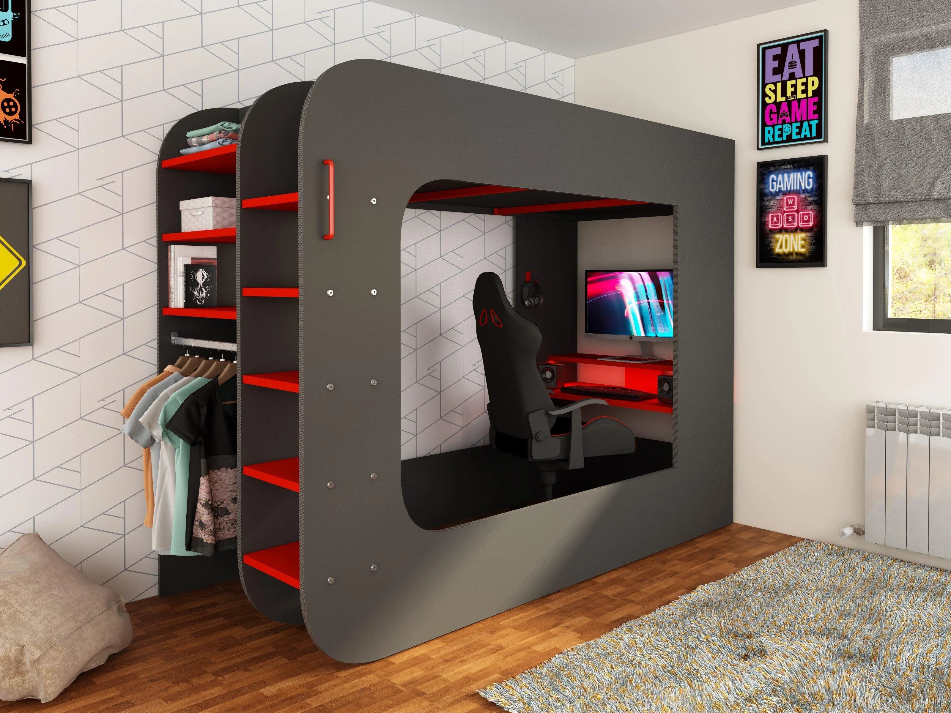 Marshall Loft Pod Gaming high sleeper - Black – Myza