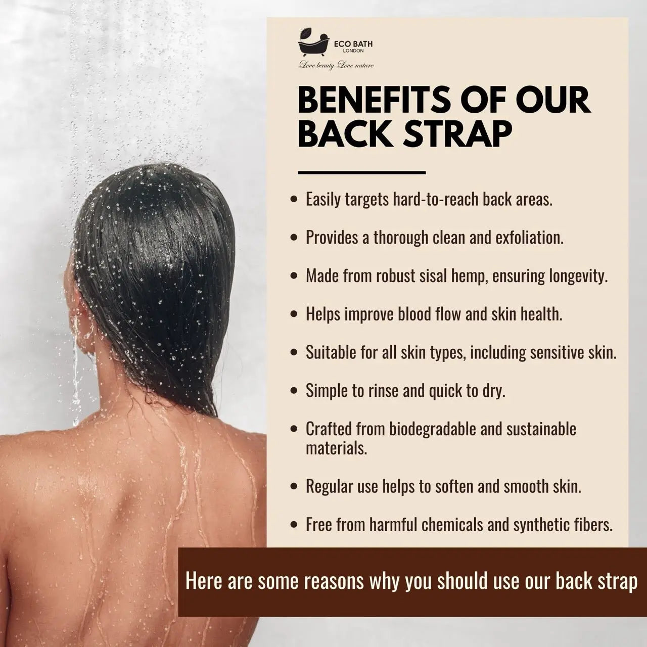 Natural Sisal Hemp Back Strap Black – Myza