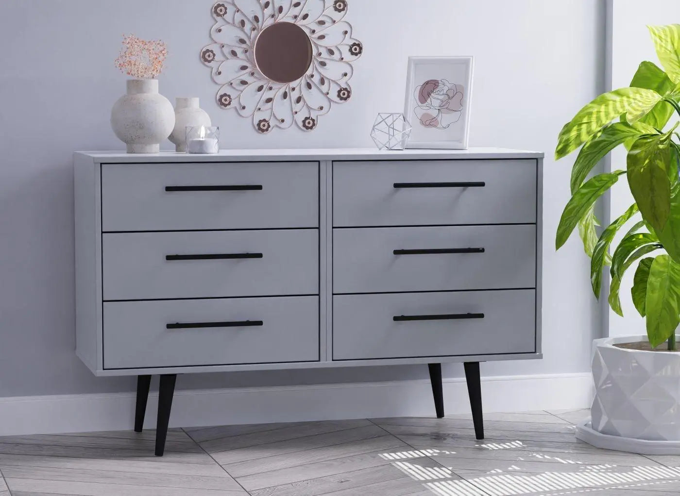 Oregon 6-Drawer Chest - Grey – Myza
