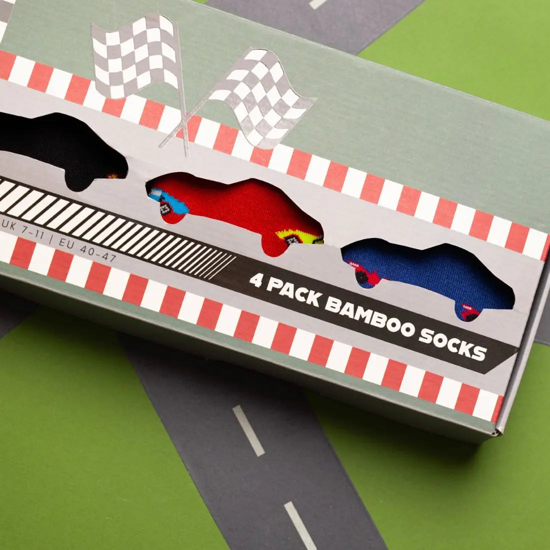Racing Car Sock Box - 4 Pairs of Bamboo Socks (His) – Myza