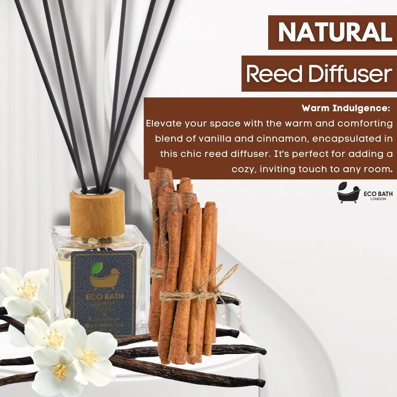 Vanilla Cinnamon Reed Diffuser - Luxurious Herbal Scent of Cinnamon an ...