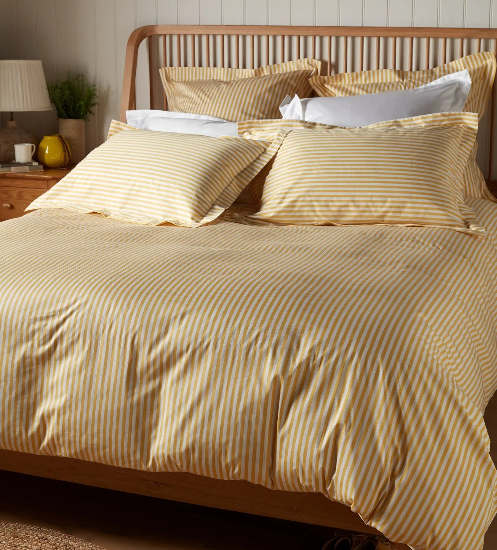 Yellow Betsy Stripe 100% Organic Cotton Duvet Cover – Myza