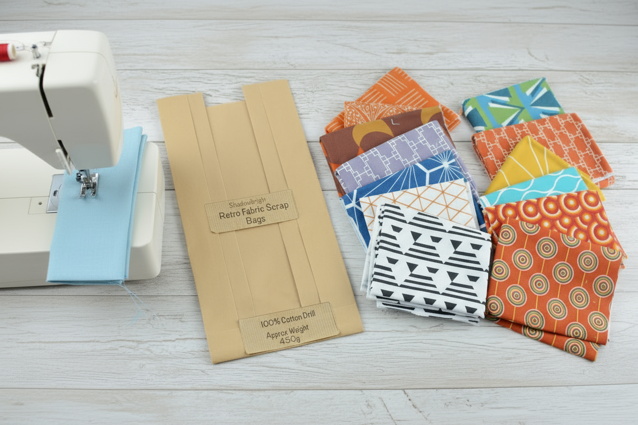 Shadowbright Fabric Scrap Bags – 450g Retro Cotton Drill Offcuts – Myza